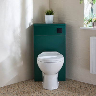 HomeStyleStore Dark Green Corner Bathroom Toilet WC Unit with Back to ...