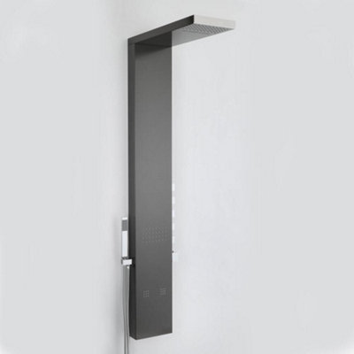 HomeStyleStore Gunmetal Grey Thermostatic Shower Tower Panel Waterblade ...