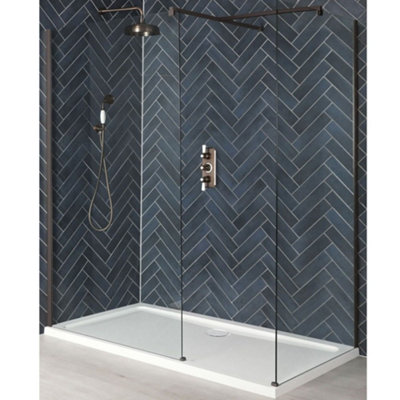 HomeStyleStore Matte Bronze Corner Walk In Wet Room Shower Enclosure ...