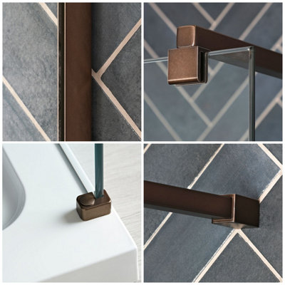 HomeStyleStore Matte Bronze Corner Walk In Wet Room Shower Enclosure ...