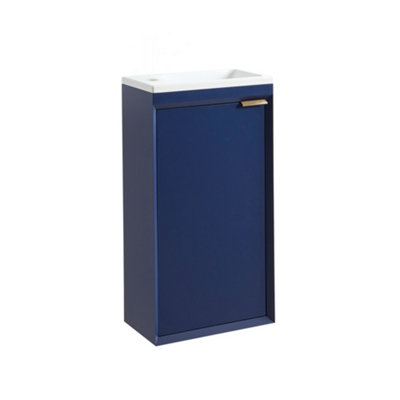 HomeStyleStore Navy Blue 400mm Wall Hung Bathroom Vanity Unit with ...