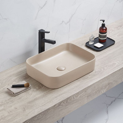 HomeStyleStore Sand 505 x 370mm Rectangular Countertop Bathroom Basin Sink