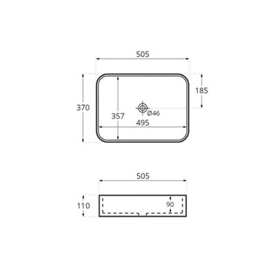 HomeStyleStore Sand 505 x 370mm Rectangular Countertop Bathroom Basin Sink