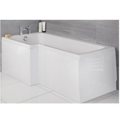 HomeStyleStore White 1500 x 850mm Left Hand Square Bathroom Shower Bath ...