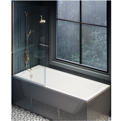 HomeStyleStore White 1700 x 750mm Bathroom Single Ended Shower Bath ...