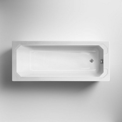HomeStyleStore White 1700 x 750mm Bathroom Single Ended Shower Bath ...