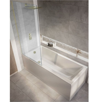 HomeStyleStore White 1700 x 750mm Bathroom Single Ended Square Shower ...