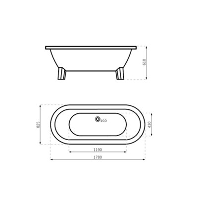 HomeStyleStore White 1780 x 825mm Bathroom Freestanding Double Ended ...