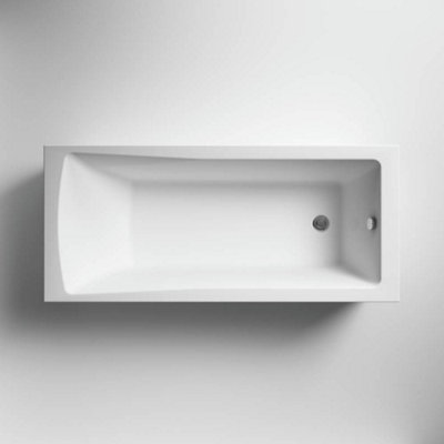 HomeStyleStore White 1800 x 800mm Bathroom Single Ended Square Bath ...