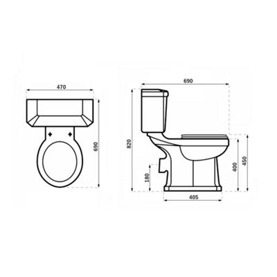 HomeStyleStore White Ceramic Close Coupled Toilet WC and 1 Tap Hole ...