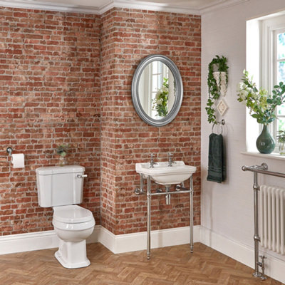 HomeStyleStore White Ceramic Close Coupled Toilet WC and 2 Tap Hole ...