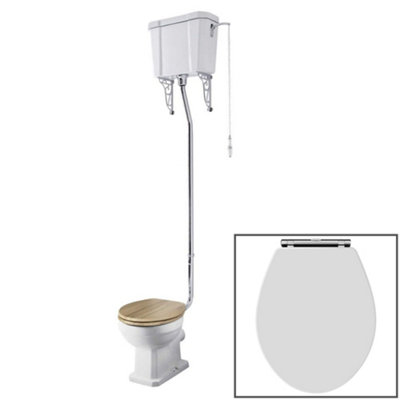 HomeStyleStore White Close Coupled Toilet WC with High Level Cistern ...