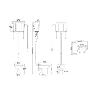 HomeStyleStore White Close Coupled Toilet WC with High Level Cistern ...