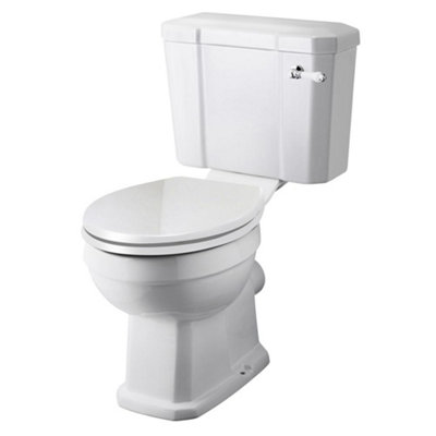 HomeStyleStore White Close Coupled Toilet with Chrome and White Flush ...