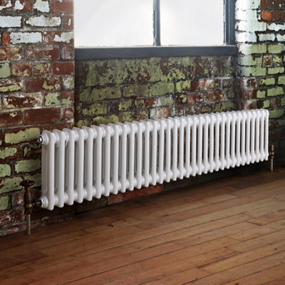 HomeStyleStore White Horizontal Cast Iron Style Double Column Radiator ...