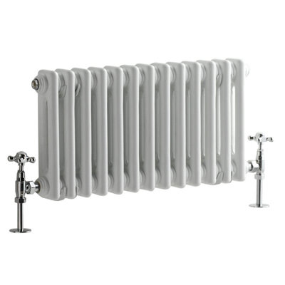 HomeStyleStore White Horizontal Cast Iron Style Double Column Radiator ...
