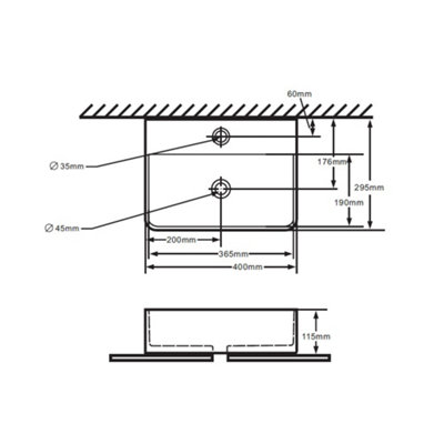HomeStyleStore White Rectangular Countertop or Wall Mounted 1 Tap Hole ...