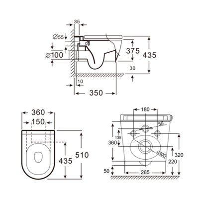 HomeStyleStore White Wall Hung Toilet WC and Soft Close Seat