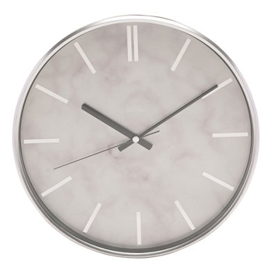 HOMETIME SLIM LINE MARBLE PATTERN WALL CLOCK 31CM - SILVER