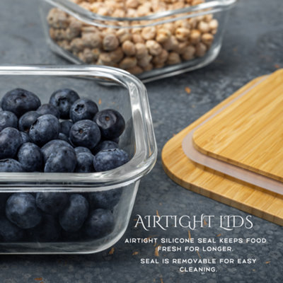 Homiu 3-Piece Rectangle Glass Food Storage Containers with Lids