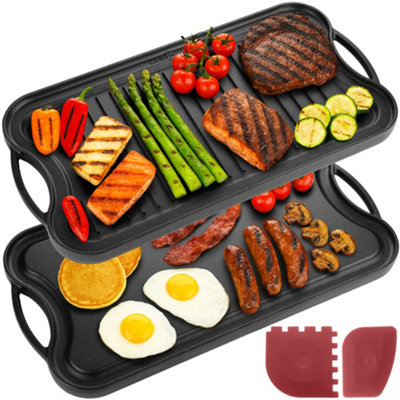 Homiu Cast Iron Griddle Pan, Pre-Seasoned Reversible Non-Stick BBQ ...