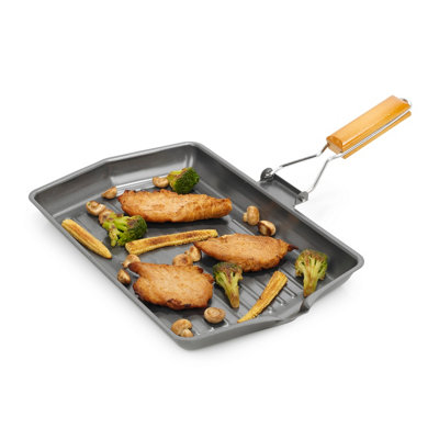 Homiu Griddle Pan with Folding Handle, Large Non Stick Carbon Steel ...