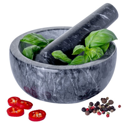 Homiu Marble Pestle and Mortar Set Large 15.5cm Diameter | DIY at B&Q