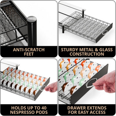 Homiu Nespresso Vertuo 40pcs Coffee Capsule Pod Storage Drawer