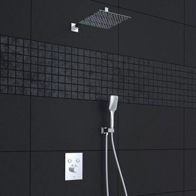 Hommix Rubineta Thermo-2F-Olo Chrome Concealed & Wall Mounted Shower Set at B&Q