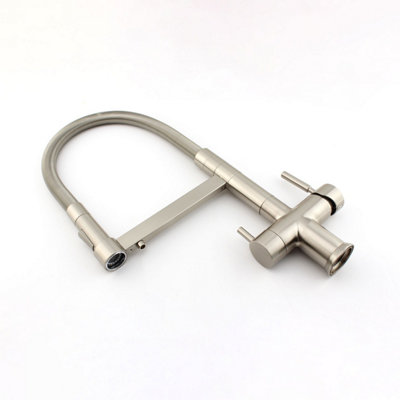 Hommix Savona Brushed Nickel Pull-Out Spray-Hose 3-Way Tap (Triflow ...