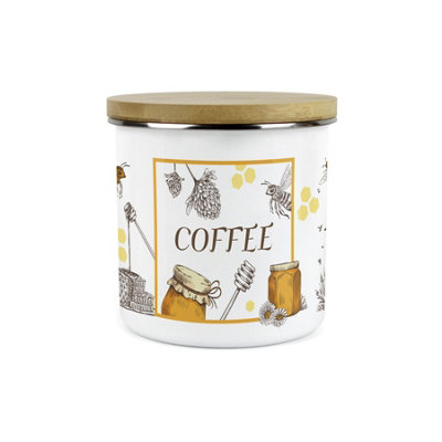 Honey Bees Coffee Canister - Beehives & Honey Bumblebee Gift - Enamel ...