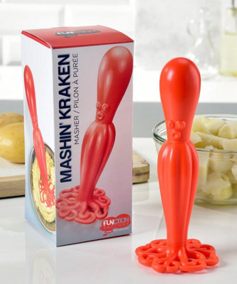 Hoobbe Red Squid Octopus Themed Ergonomic Plastic Potato Masher
