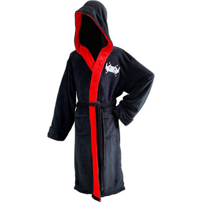Hooded Space Invaders Dressing Gown Adult Lounge Wear