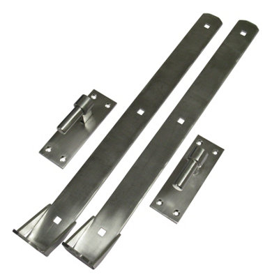 HOOK AND BAND GATE HINGES STAINLESS STEEL 18" (ADJUSTABLE DOOR SHED PAIR)