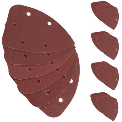 Hook And Loop Detail Sanding Pads Discs 140mm Triangular Mixed Grit 30 Pack | DIY at B&Q
