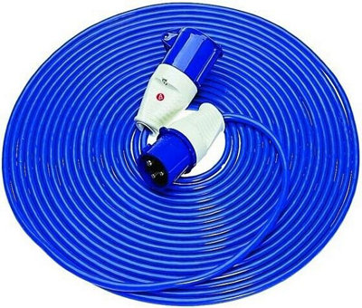 Hook Up Cable 2.5mm Blue Electric Lead - Caravan Camping 16A Mains ...