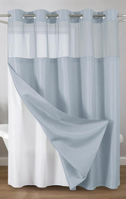 Hookless shower curtain with snap fasteners and fabric lining, 72 X 75 ...