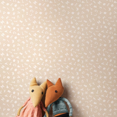 Hoopla Walls Alphabet Jumble Linen 10m Wallpaper