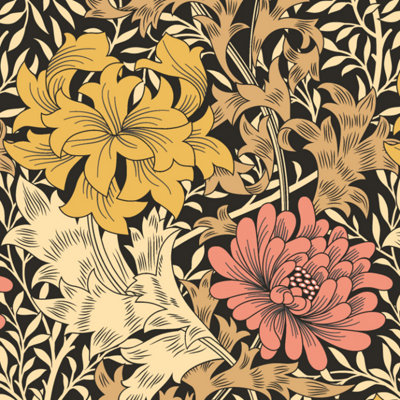 Hoopla Walls Chrysanthemum Ginger Smooth Matt Wallpaper