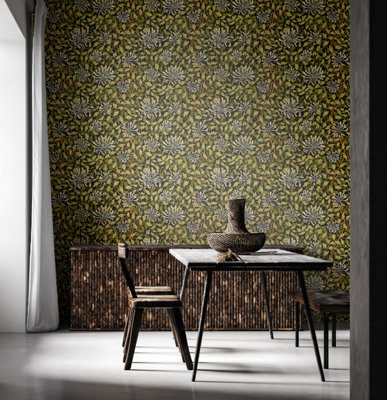 Hoopla Walls Honeysuckle Leaf Trail Chalkboard Smooth Matt Wallpaper