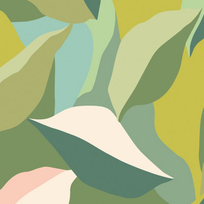 Hoopla Walls Leafy Patchwork Forest Green Smooth Matt Wallpaper