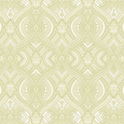 Hoopla Walls Sage Green Ogee Damask Smooth Matt Wallpaper