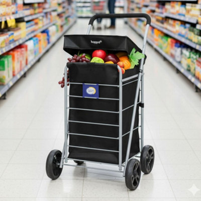 Hoppa Lightweight Shopping Trolley, Folding Push Pull Cart, 75.6L ...