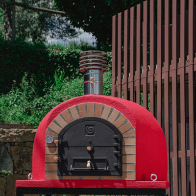 Horacio Wood Fired Outdoor Oven Royal Red - Clay Pizza & Bread Oven