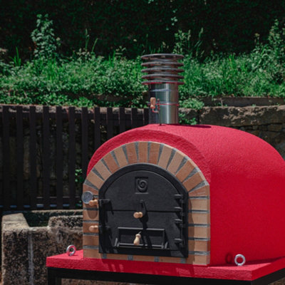 Horacio Wood Fired Outdoor Oven Royal Red - Clay Pizza & Bread Oven