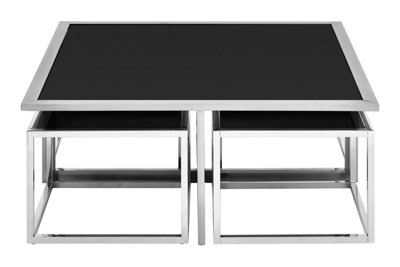 Horizon Silver Coffee Table And Stools Set