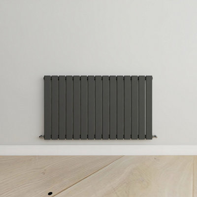 Horizontal Anthracite Single Flat Panel Radiator (H) 600 mm x (W) 1020 mm.