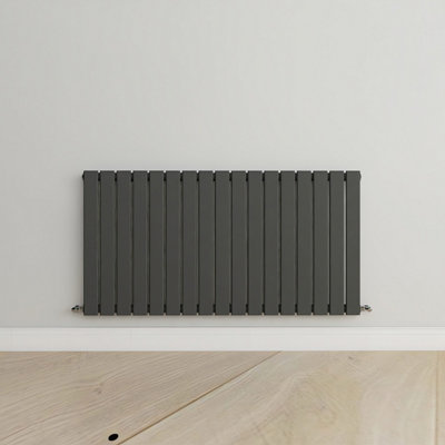 Horizontal Anthracite Single Flat Panel Radiator (H) 600 mm x (W) 1156 mm.