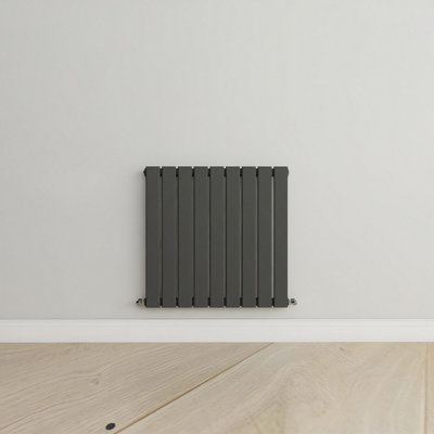 Horizontal Anthracite Single Flat Panel Radiator (H) 600 mm x (W) 612 ...