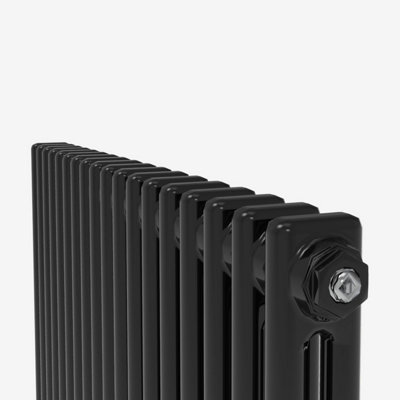 Horizontal Black Double Column Radiator (H) 600mm x (W) 425mm.